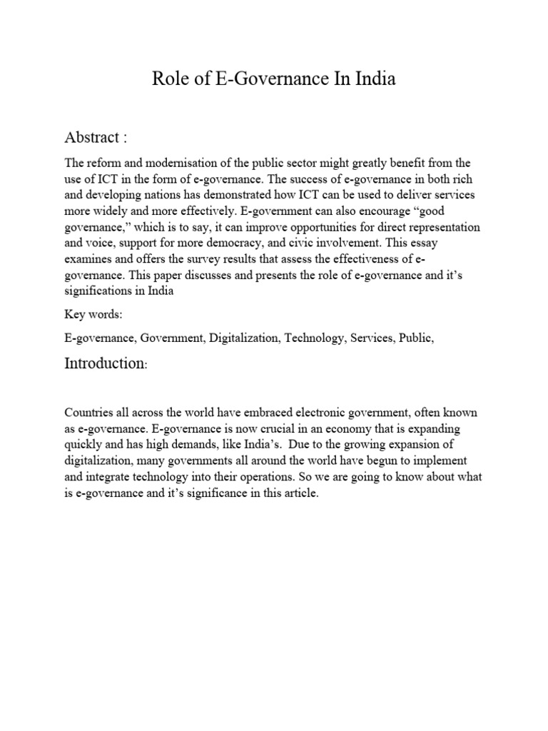 Role of E-Governance | PDF | E Government | Computing