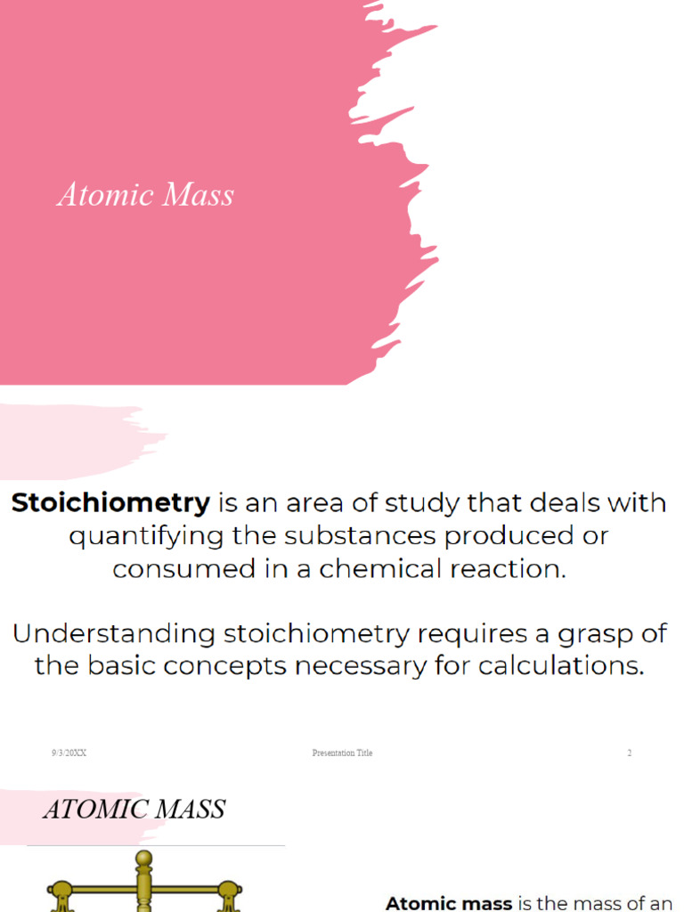 Atomic Mass To Mole Concept PDF Mole Unit Quantity