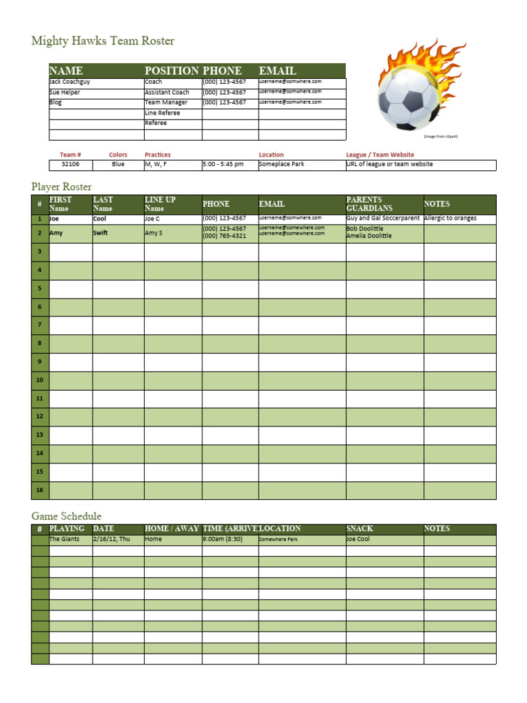 Soccer Roster | PDF | Sports | Association Football