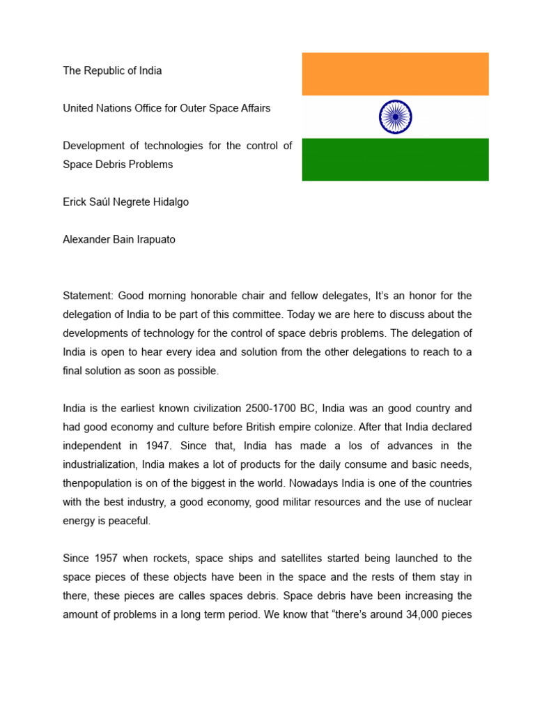 Position Paper India | Download Free PDF | Space Debris | Satellite