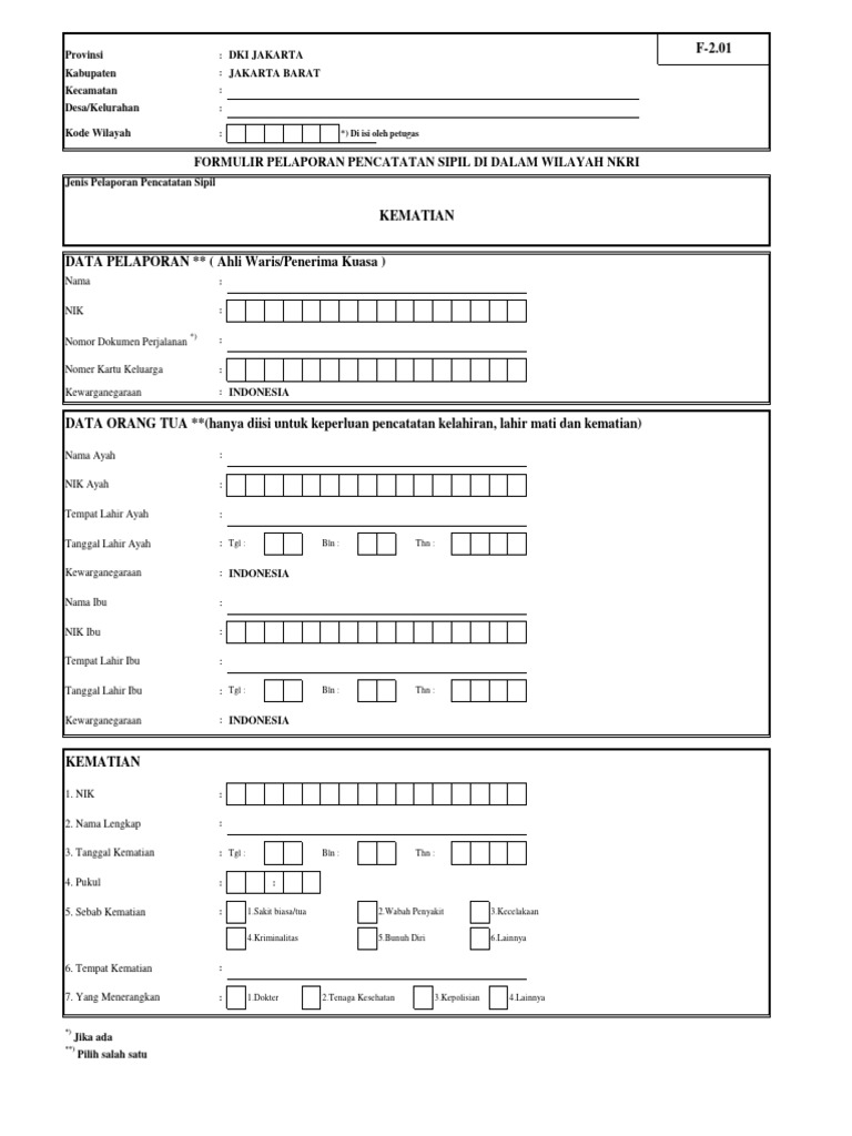 Formulir Kematian Pdf