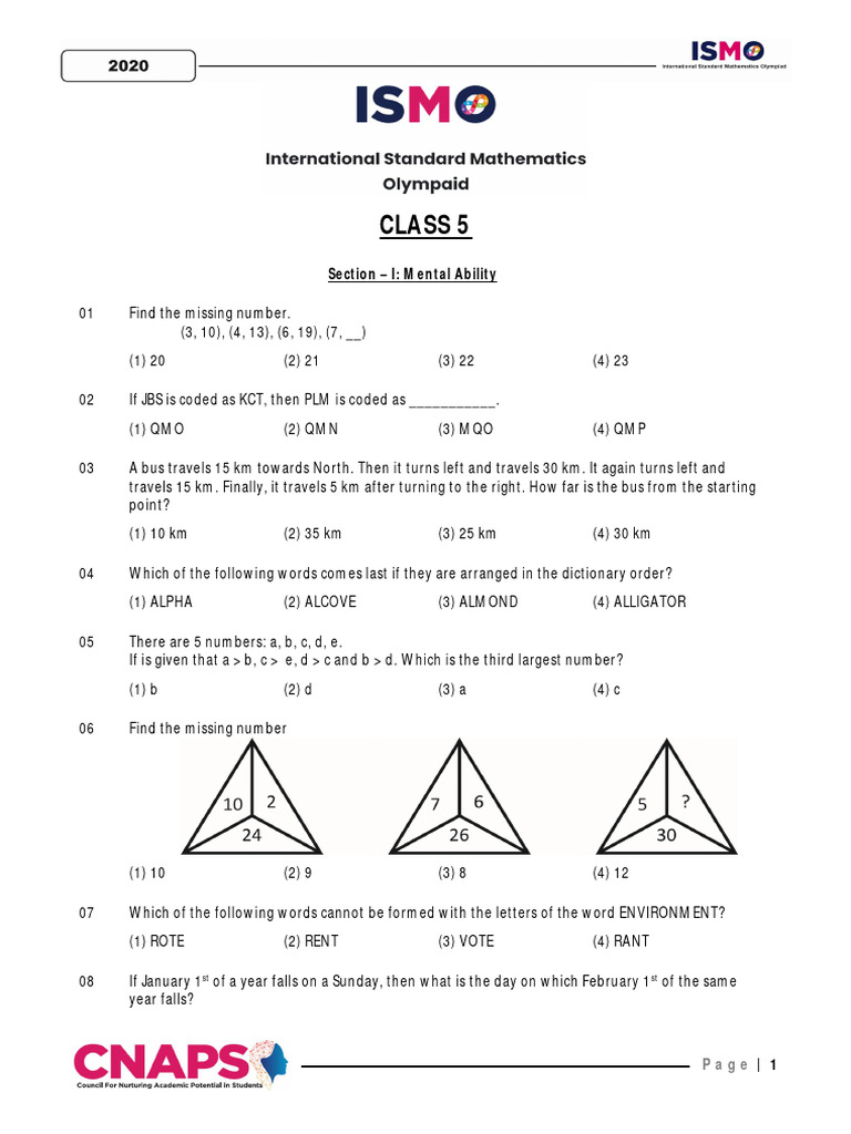ISMO PreviousPaper 5 | PDF | Area | Mathematics