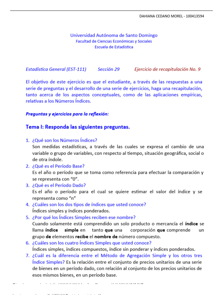 Ejercicio de Recapitulacion No. 9 PDF | PDF | Estadísticas