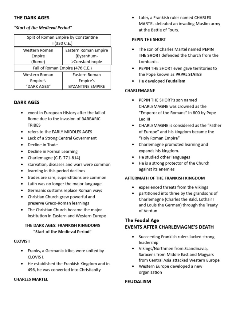The Dark Ages | PDF | Byzantine Empire | Middle Ages