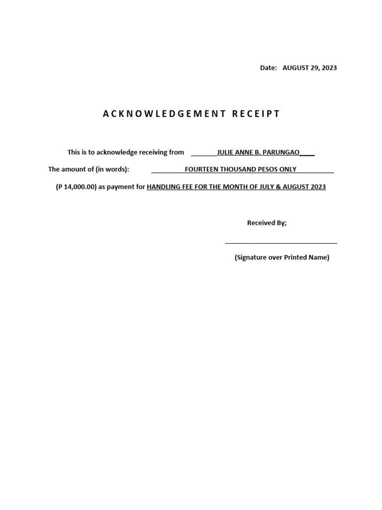 Acknowledgment Receipt for Payment | PDF