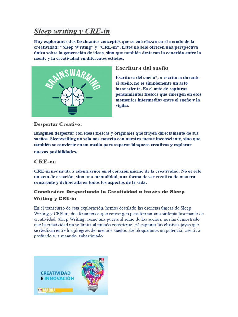 Sleep Writing y CRE-in | PDF