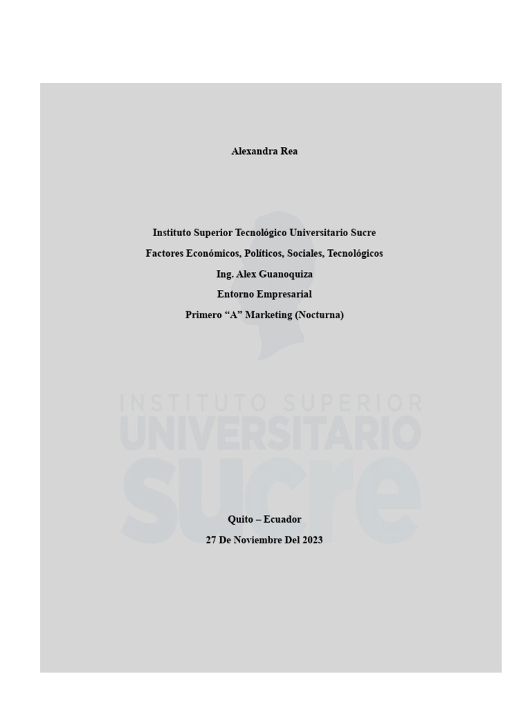 Factores Economico, Social, Politico, Tecnologico Alexandra Rea | PDF ...