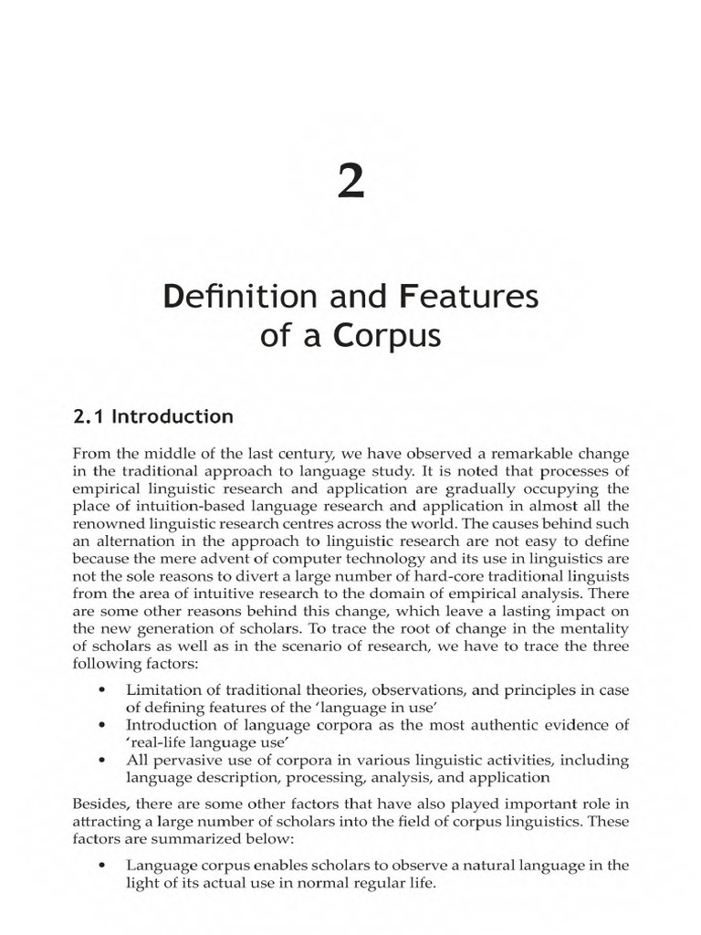 Definition and Features of A Corpus | PDF | Linguistics | Markup Language