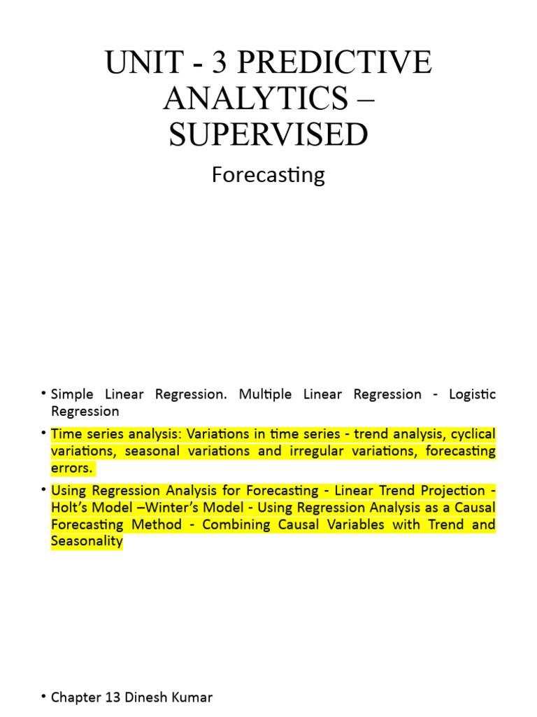 Unit 3 B Time Series Analysis | PDF | Forecasting | Seasonality