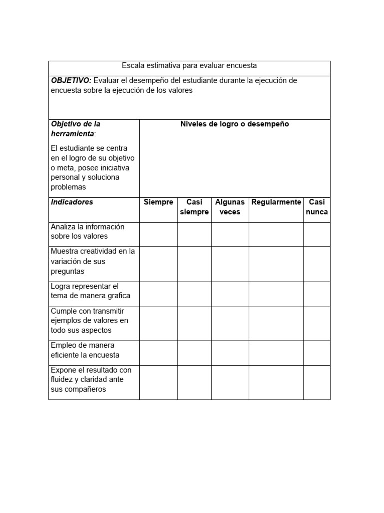 Escala Estimativa Para Evaluar Encuesta Pdf 1592