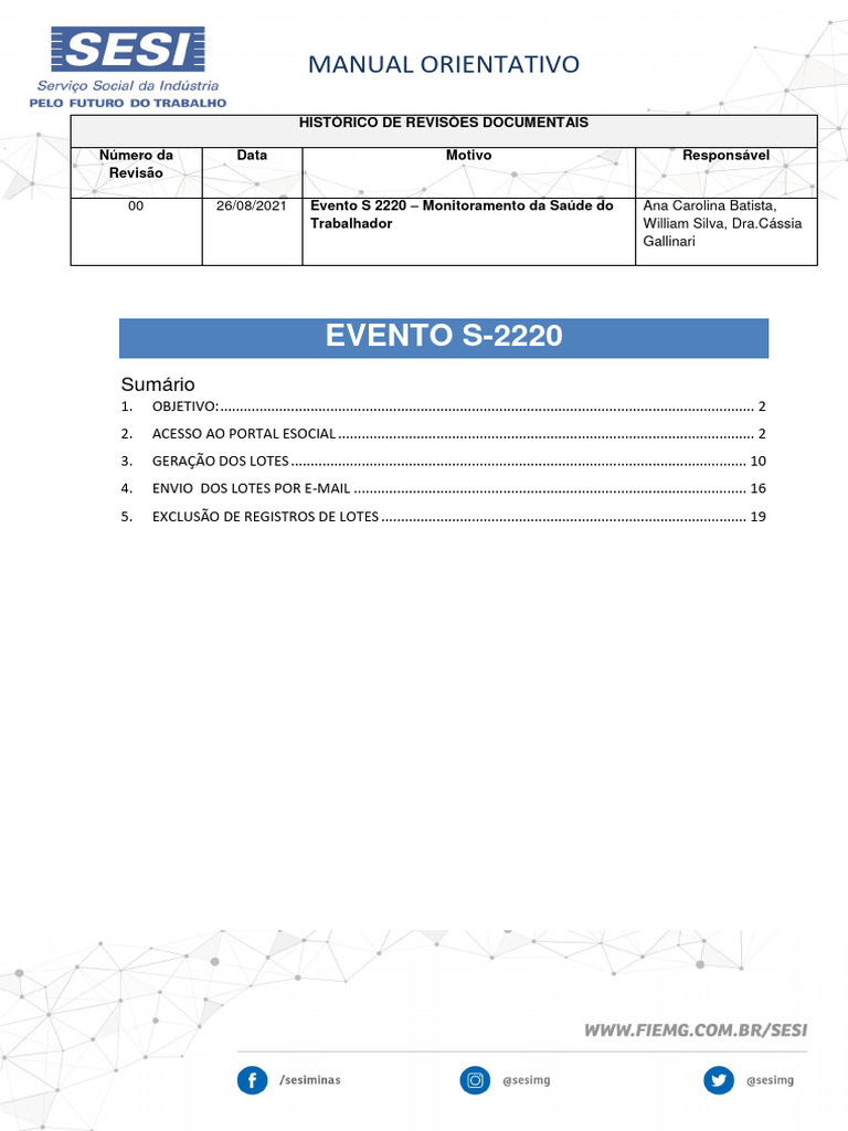 Manual Evento S2220 - Cliente | PDF | Informação | XML