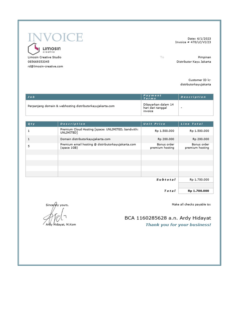Invoice 470 LC VI 23 | PDF