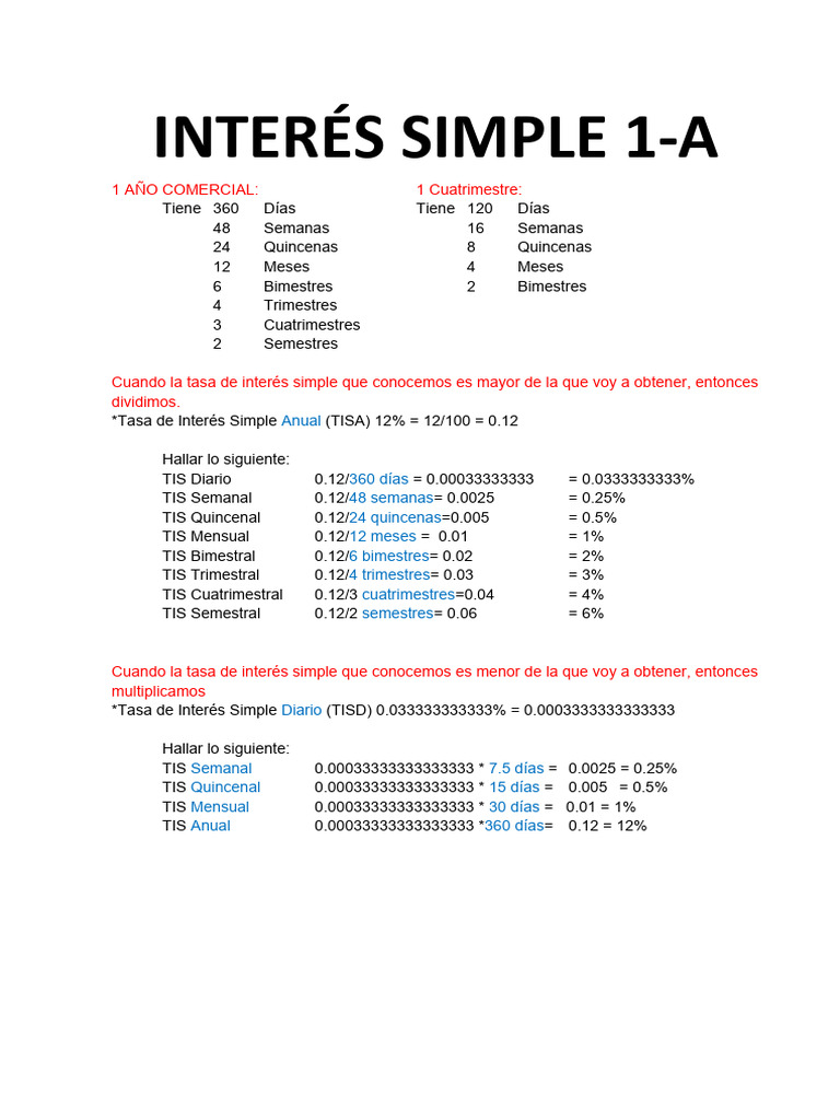 Unidad 01 Equivalencias de Interés Simple | PDF