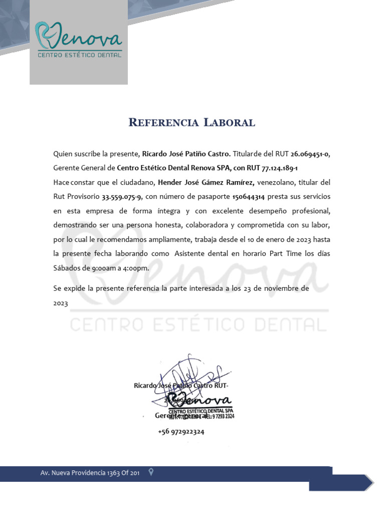 Referencia Laboral | PDF