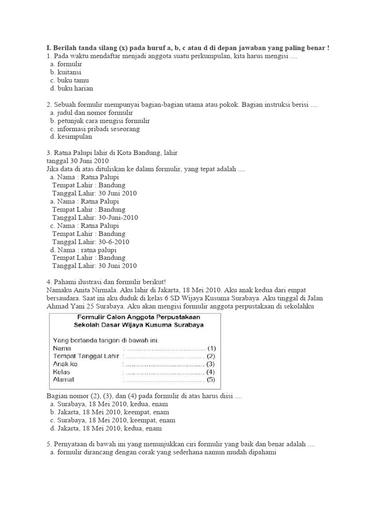 Soal Bindo Kelas 6 | PDF