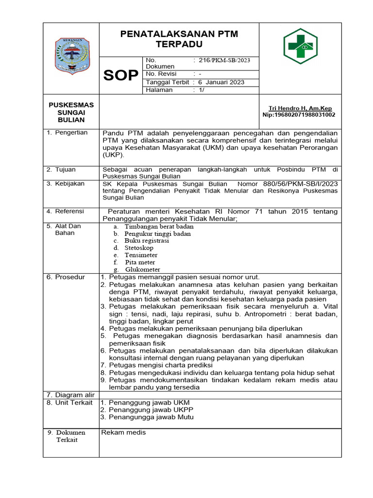 SOP TATA LAKSANA PTM TEPADU 10 Point | PDF