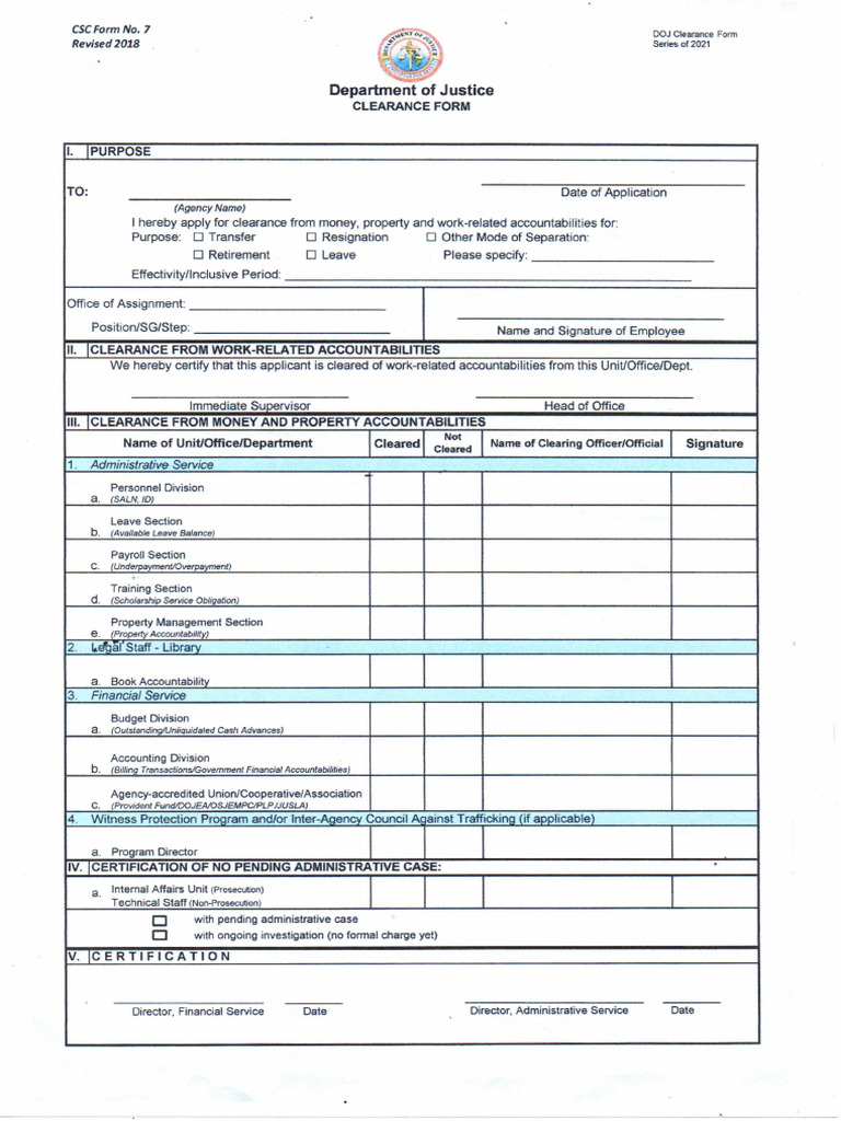 DOJ New Clearance Form | PDF