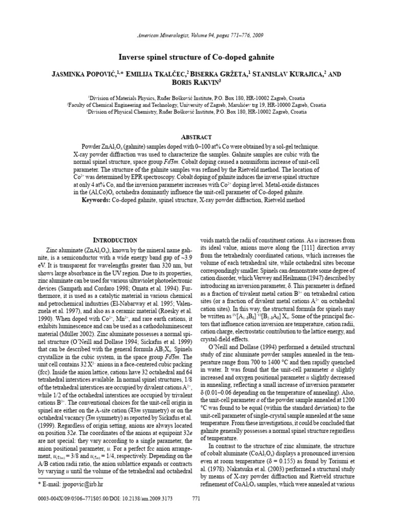 Inverse Spinel Structure | PDF | Spectroscopy | Electron Paramagnetic ...