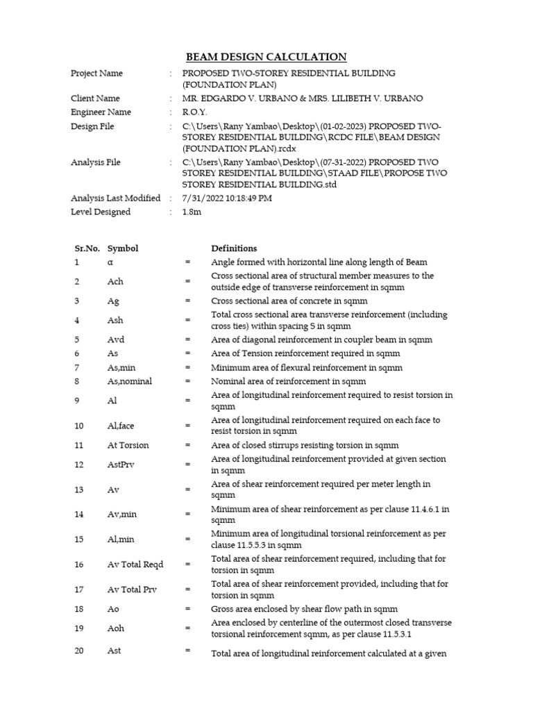 Beam Design (Foundation Plan) | PDF | Physical Sciences | Building ...