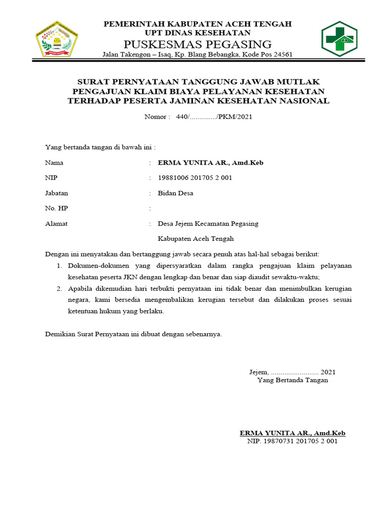 Sptjm Pengajuan Klaim Bpjs Pdf
