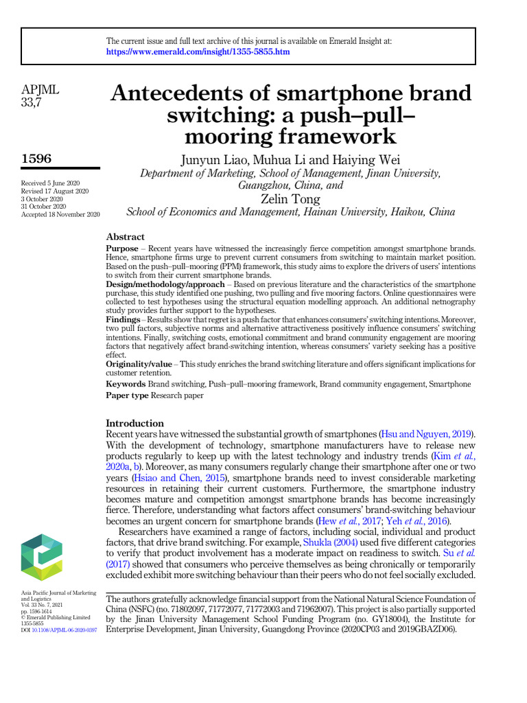 Jurnal Antecedents of Smartphone Brand Switching, A Push-Pull-Mooring ...