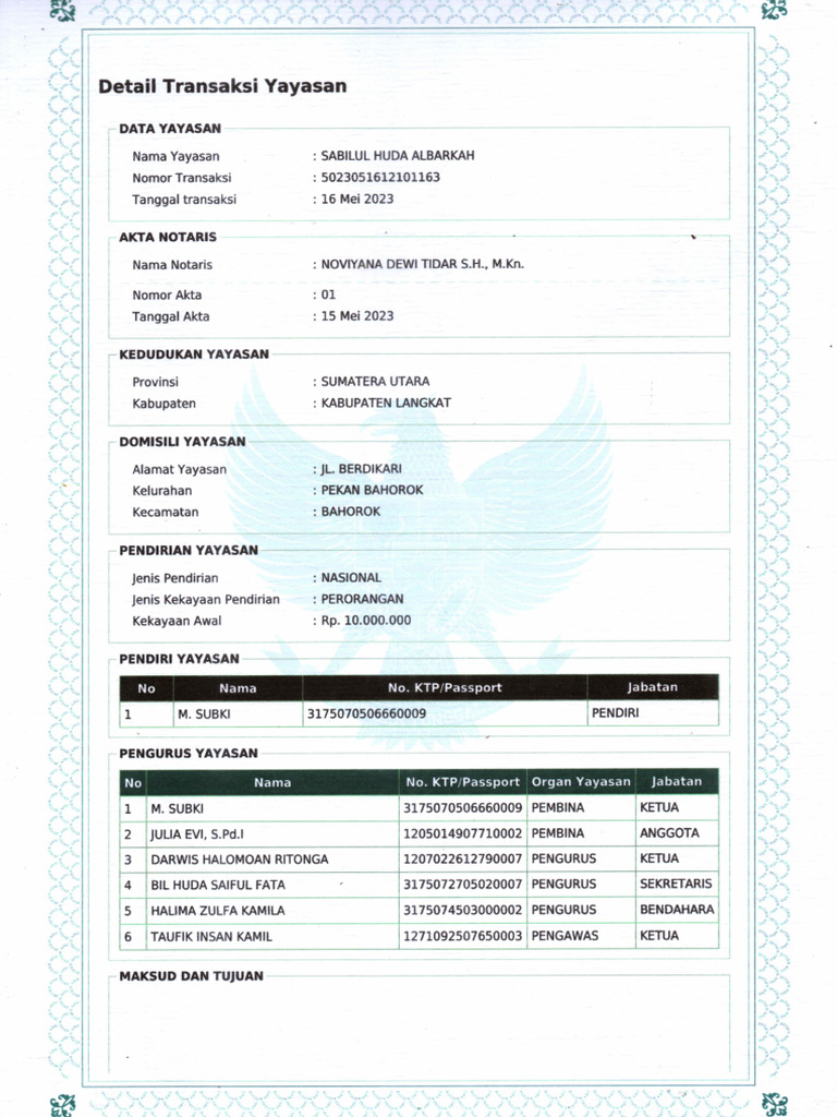 Yayasan Detail | PDF