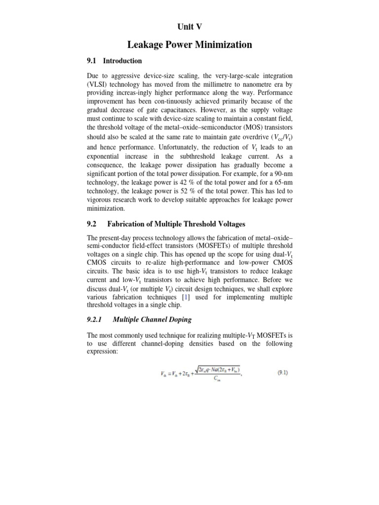 Lpvlsi Unit V | PDF | Cmos | Mosfet