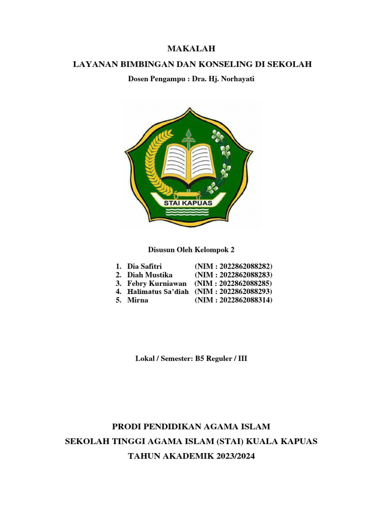 Makalah Bimbingan Dan Penyuluhan Kelompok 2 | PDF