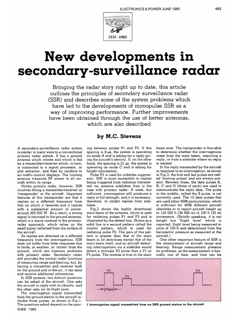 1.1.18 New Developments in Secondary Surveillance Radar | PDF | Radar ...