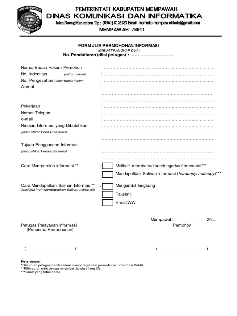 Formulir Permohonan Informasi | PDF