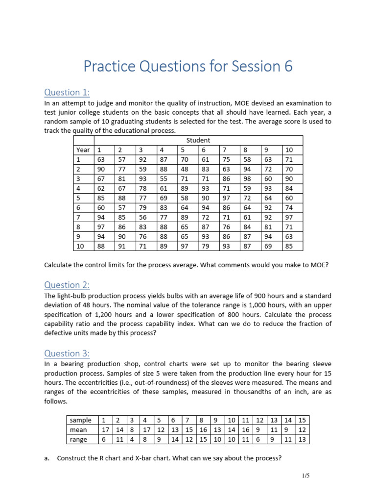 (DONE) OPIM - Practice Questions Week 6 | PDF | Standard Deviation | Engineering Tolerance