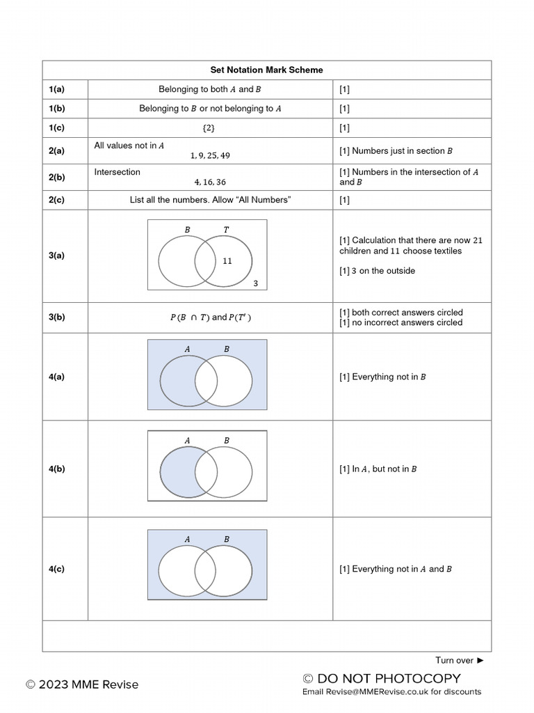 Set Notation Answers MME | PDF | Mathematics