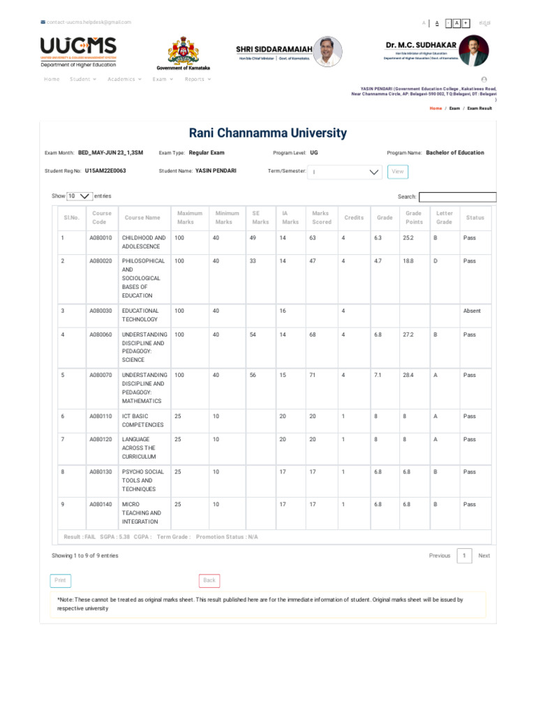 Bed 1st Sem Result | PDF | Learning | Science