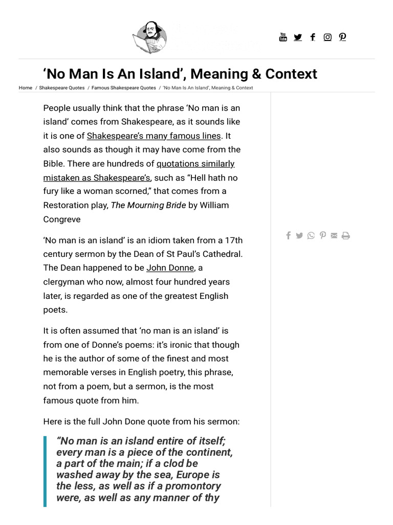 Meaning of "No Man Is an Island" | PDF | Poetry