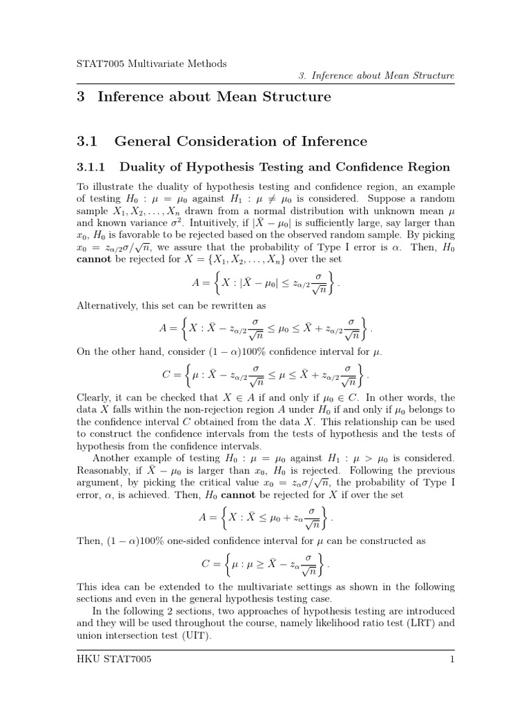 Chap3 Inference About Mean Structure | Download Free PDF | P Value | Confidence Interval