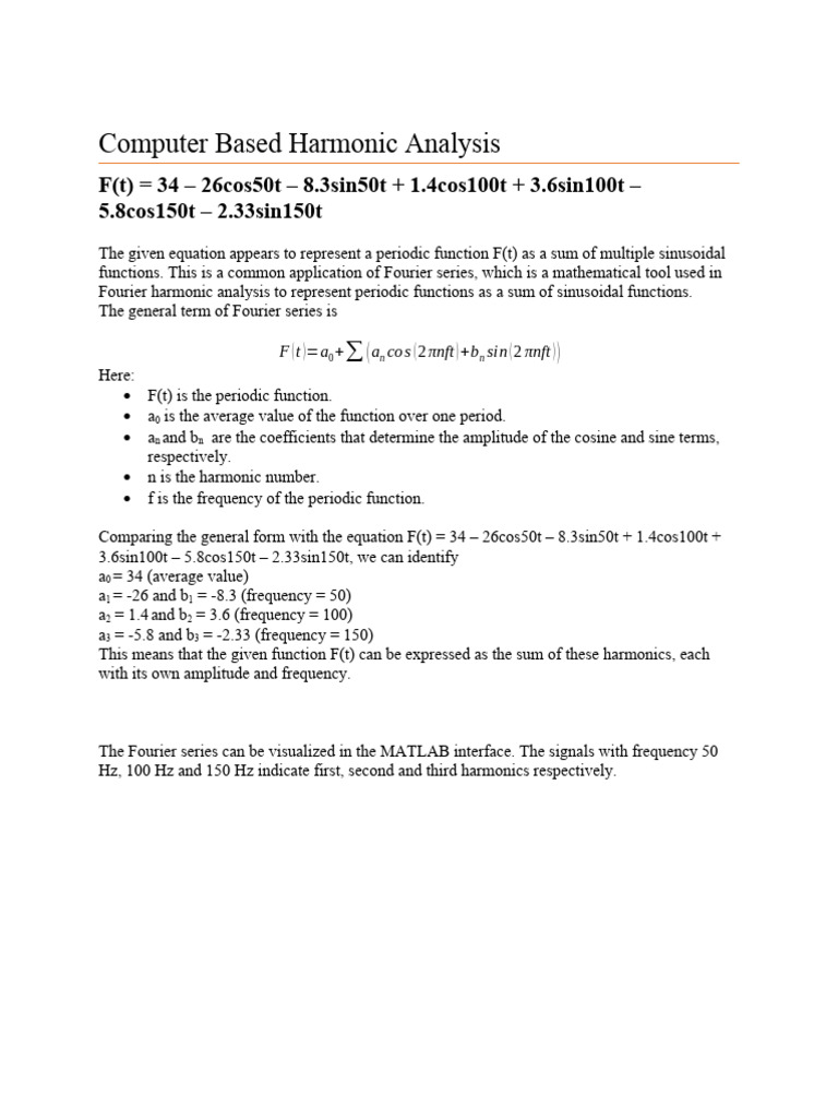 Computer Based Harmonic Analysis | PDF | Fourier Series | Fourier Transform