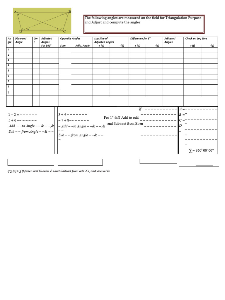 Field Book For Triangulation | PDF