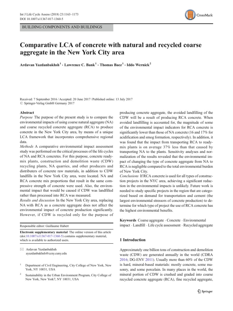 Comparative LCA of Concrete With Natural and Recycled Coarse Aggregate ...