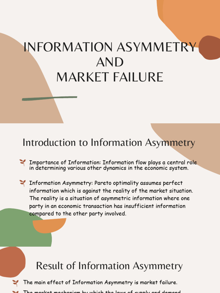 Information Asymmetry and Market Failure | PDF | Adverse Selection ...