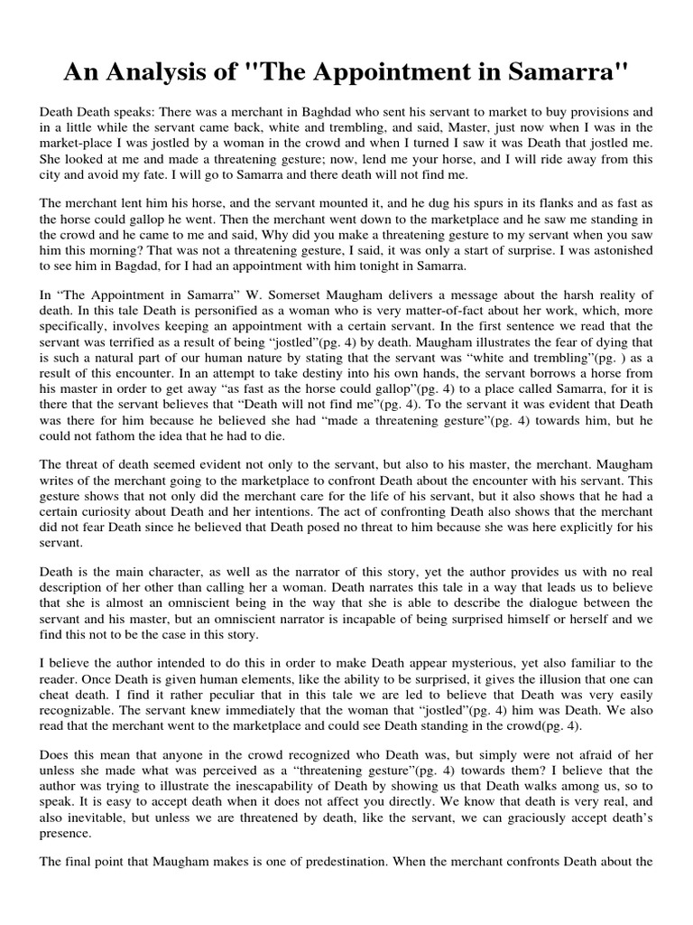 An Analysis of The Appointment in Samarra | PDF