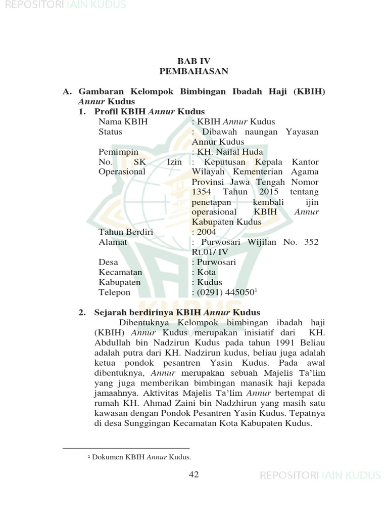 Profil KBIH Annur Kudus dan Sejarahnya | PDF