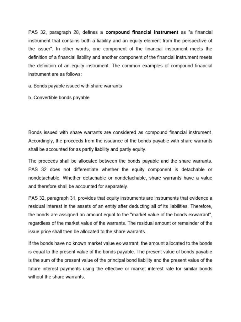 Compound Financial Instrument Reviewer | PDF | Bonds (Finance) | Equity ...