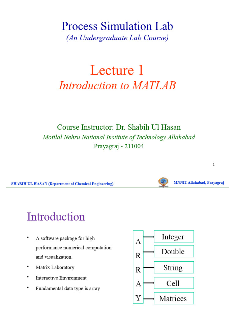 MATLAB Basics for Process Simulation Lab | PDF | Matrix (Mathematics ...