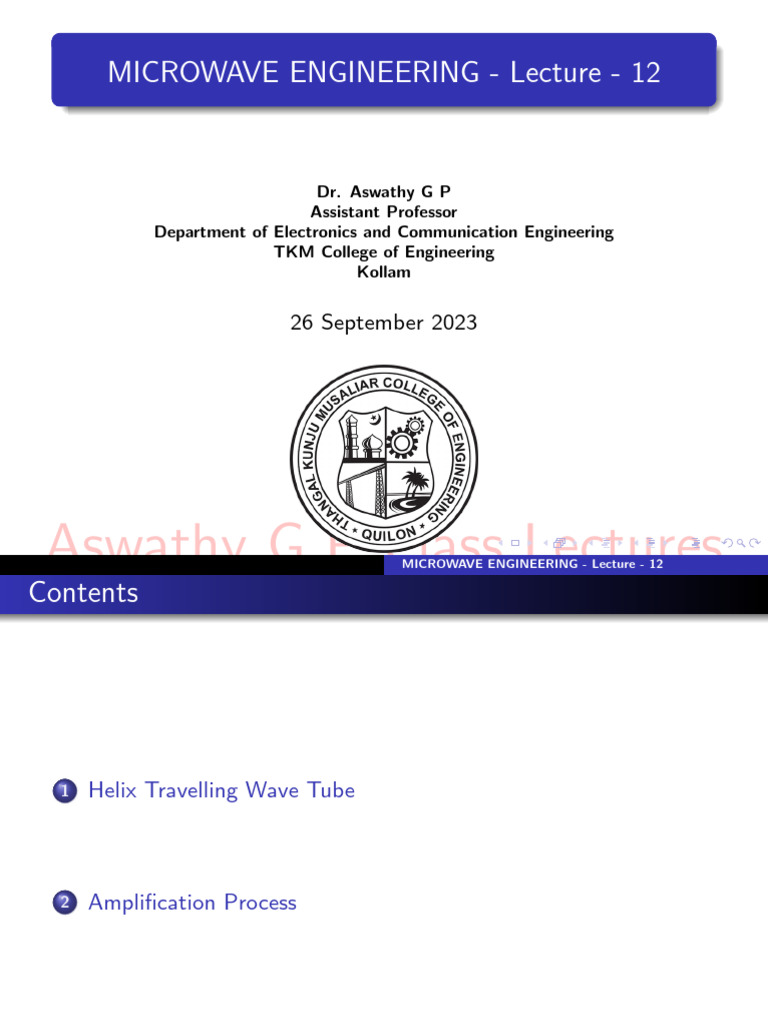 Microwave Lecture 12 | PDF | Amplifier | Physics