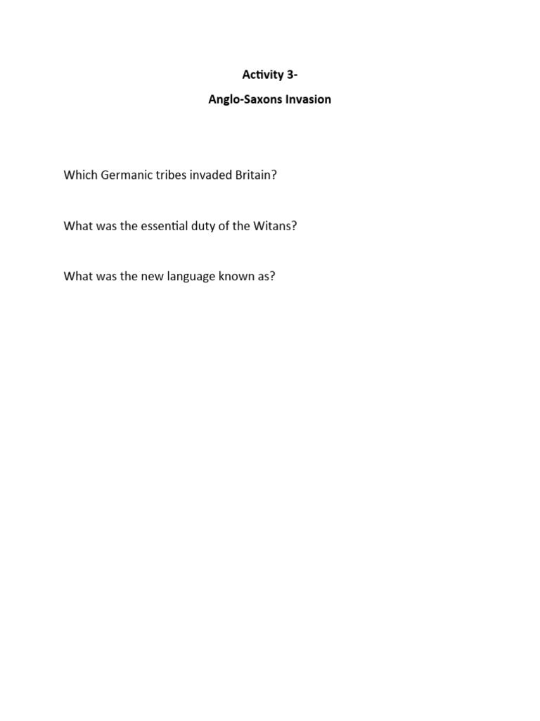 Activity 3 - Anglo Saxons | PDF