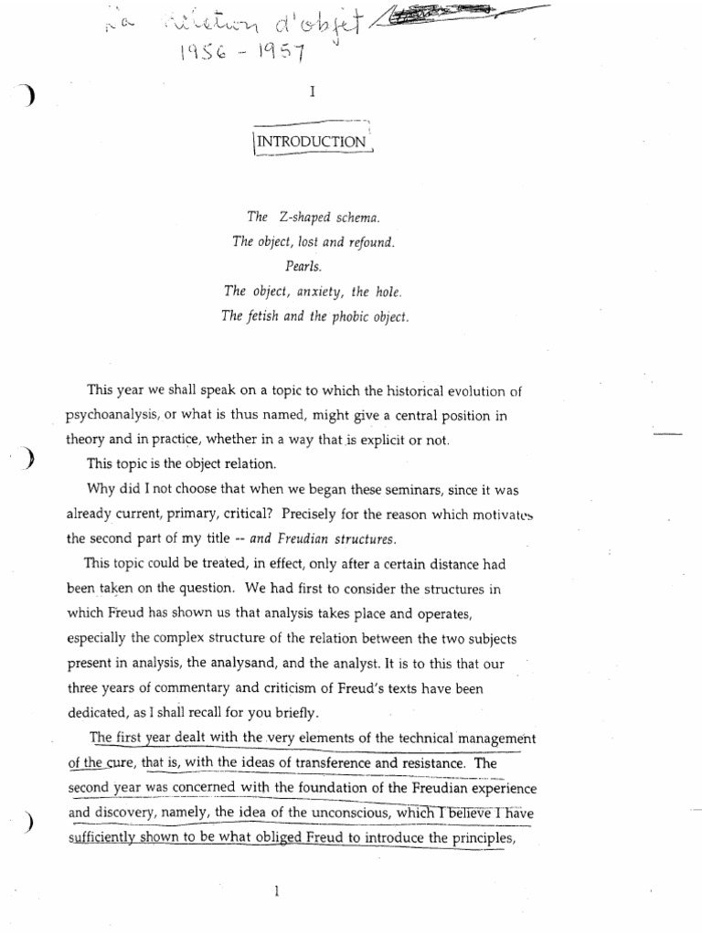 Book-04 1956-1957 The Object Relation | PDF | Experience | Psychology