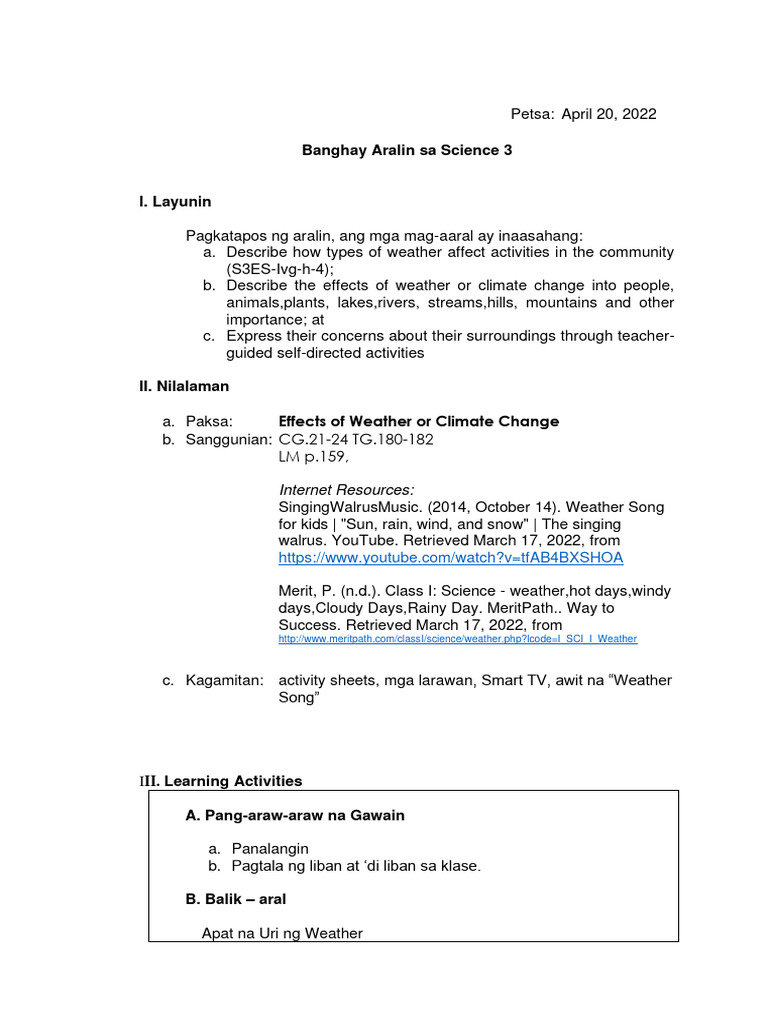 Science 3 - Lesson Plan | PDF