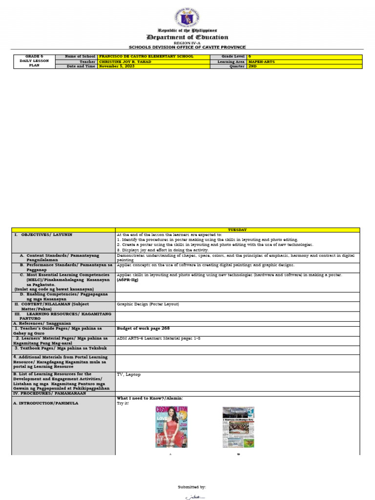 Q2 - Mapeh Arts-Week5 Day2 | PDF | Learning | Human Communication