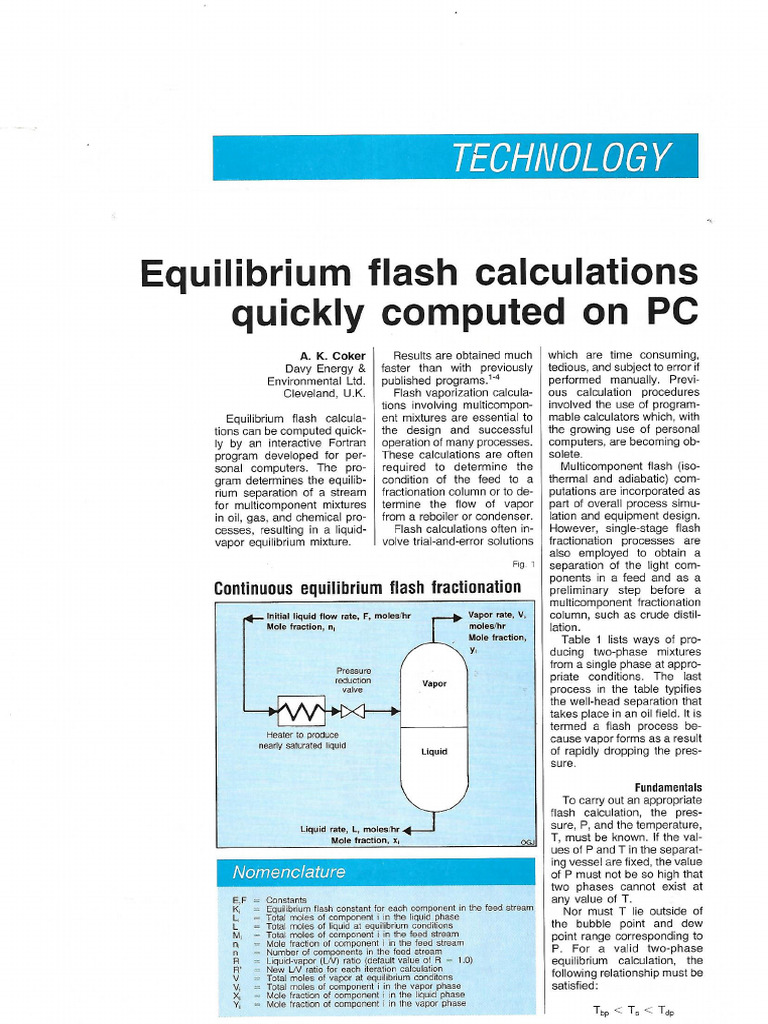 Equilibrium Flash Calculations Quickly 1 of 4 | PDF