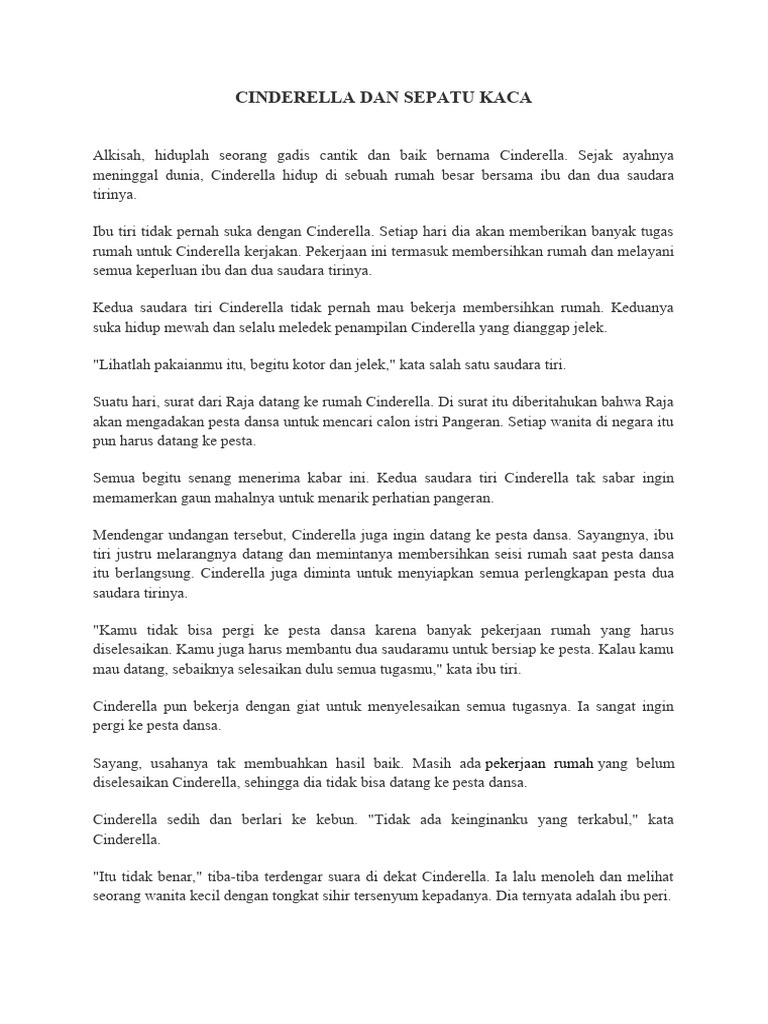 Cinderella Dan Sepatu Kaca | PDF